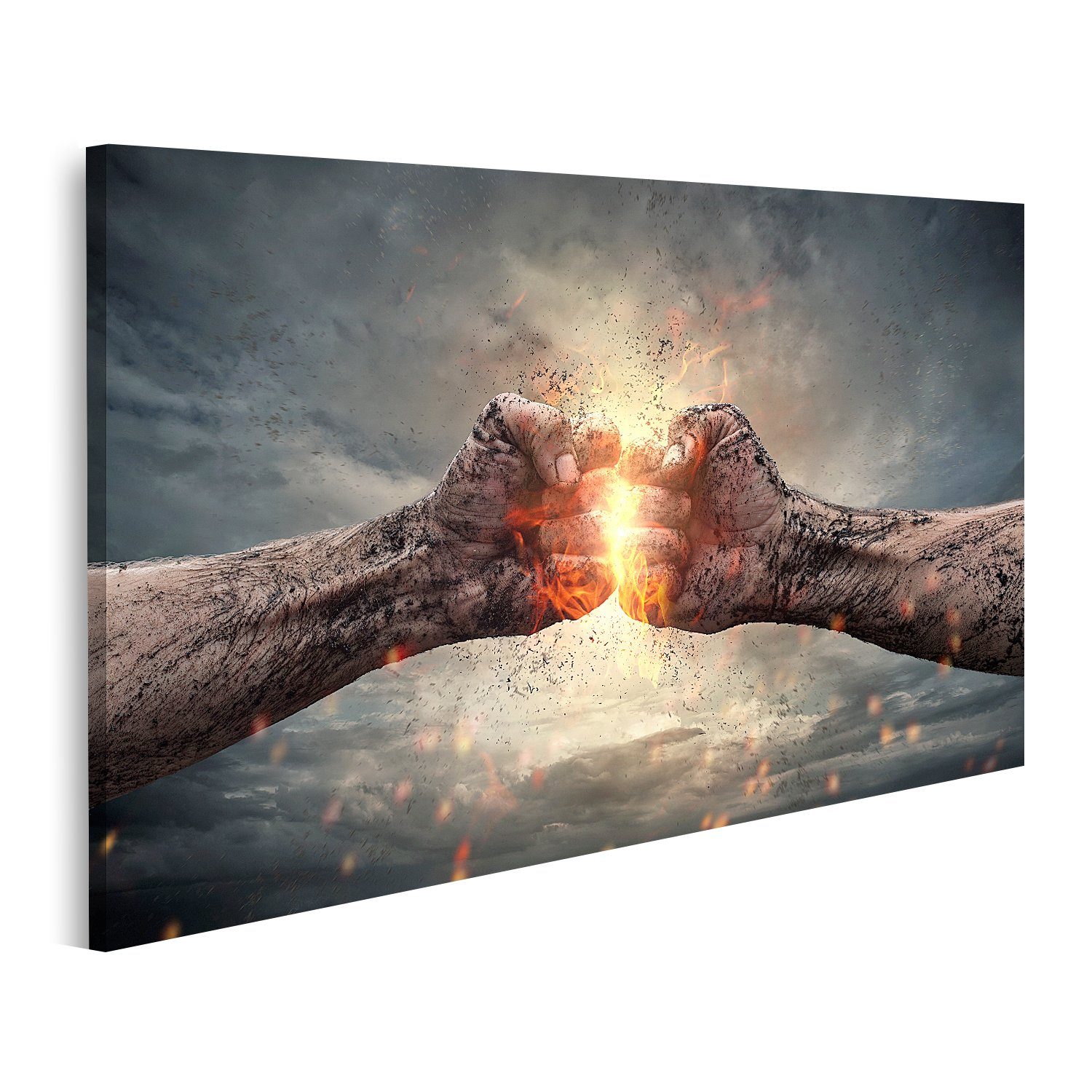 islandburner Leinwandbild Bild auf Leinwand Fight Close Up von zwei Fäusten schlagen einander üb