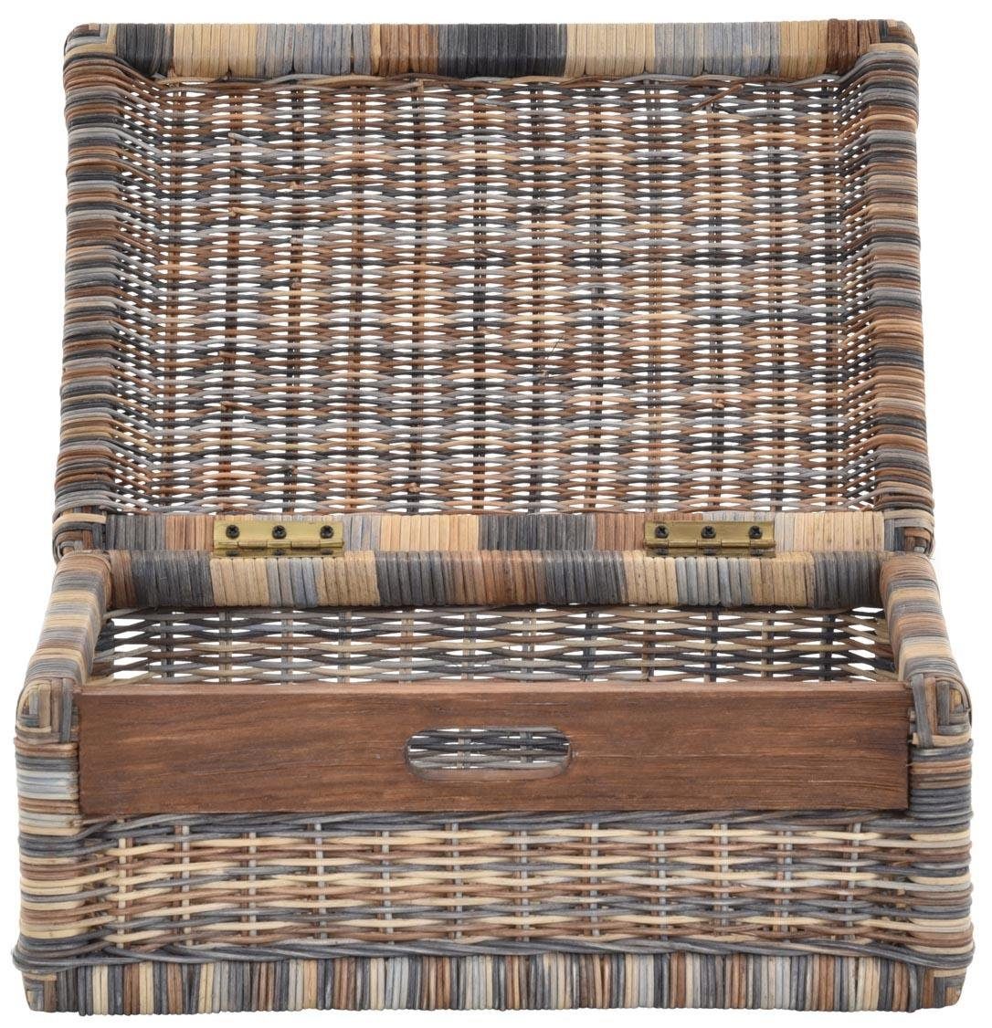 Krines Home Aufbewahrungskorb Flacher Korb mit Deckel Rattan geflochten ...