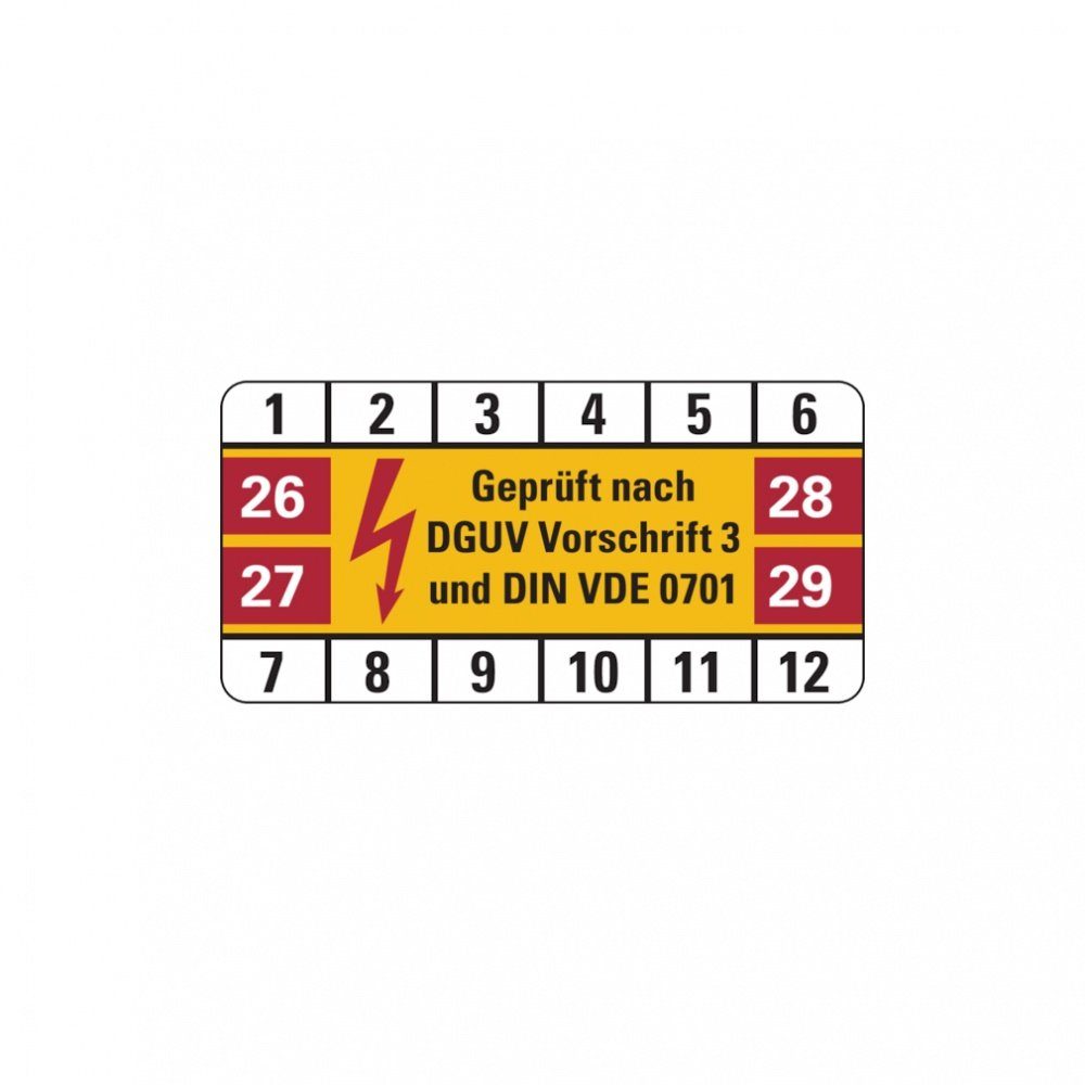 König Werbeanlagen Hinweisschild Prüfplakette, DGUV Vorschr. 3 & DIN VDE 0701, Folie, 25x50mm ...