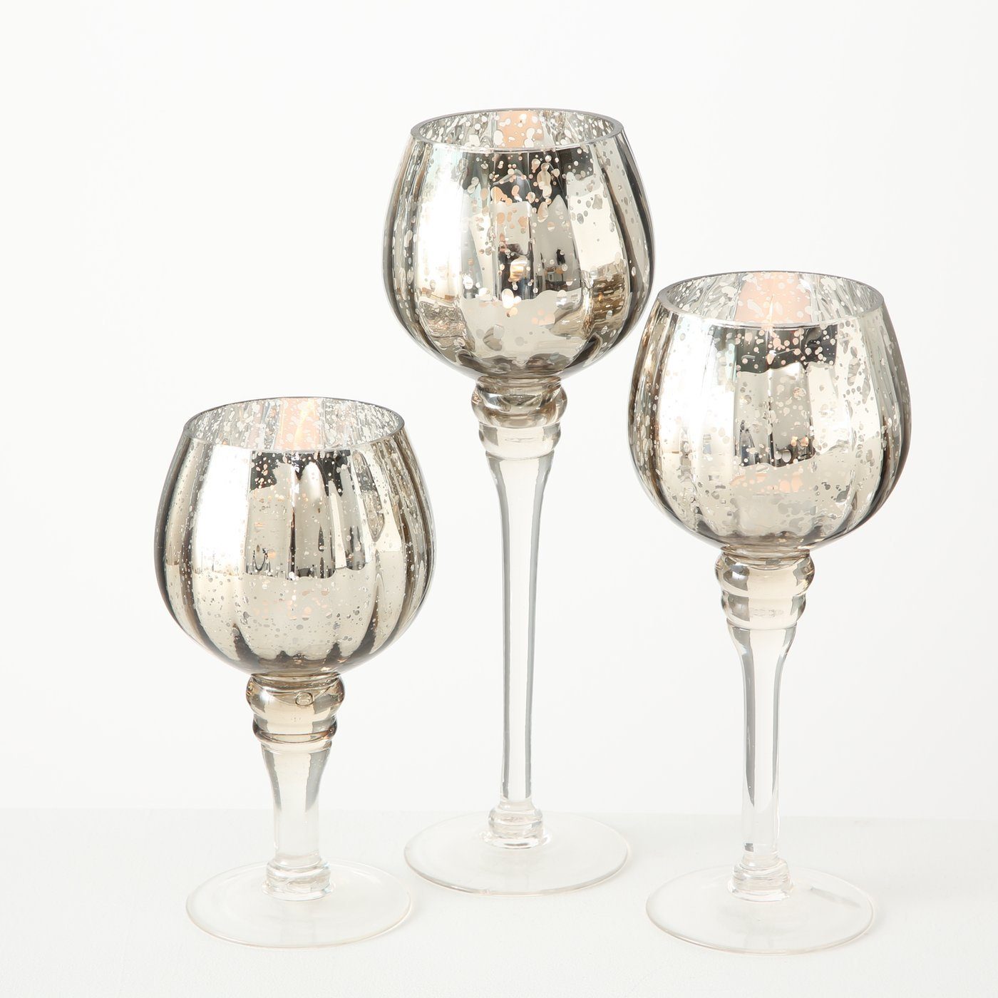 Boltze Gruppe Gmbh Windlicht Windlicht Minou Champagner Glanzend 3er Set