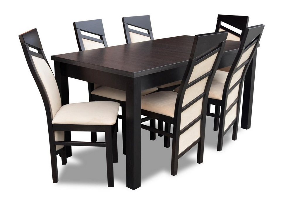 Jvmoebel Essgruppe Komplette Esszimmer Garnitur Tisch 6x Lehnstuhl
