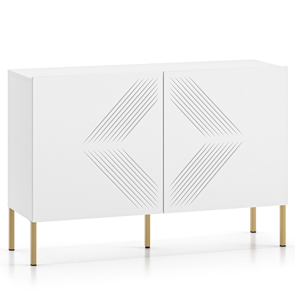 Lomadox Kommode Chennai 131 114cm Breit Weiß Mit Goldfarbenen