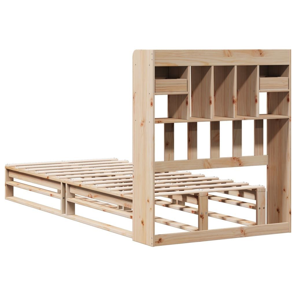 vidaXL Bett Massivholzbett mit Regal ohne Matratze 90x200 cm Kiefer