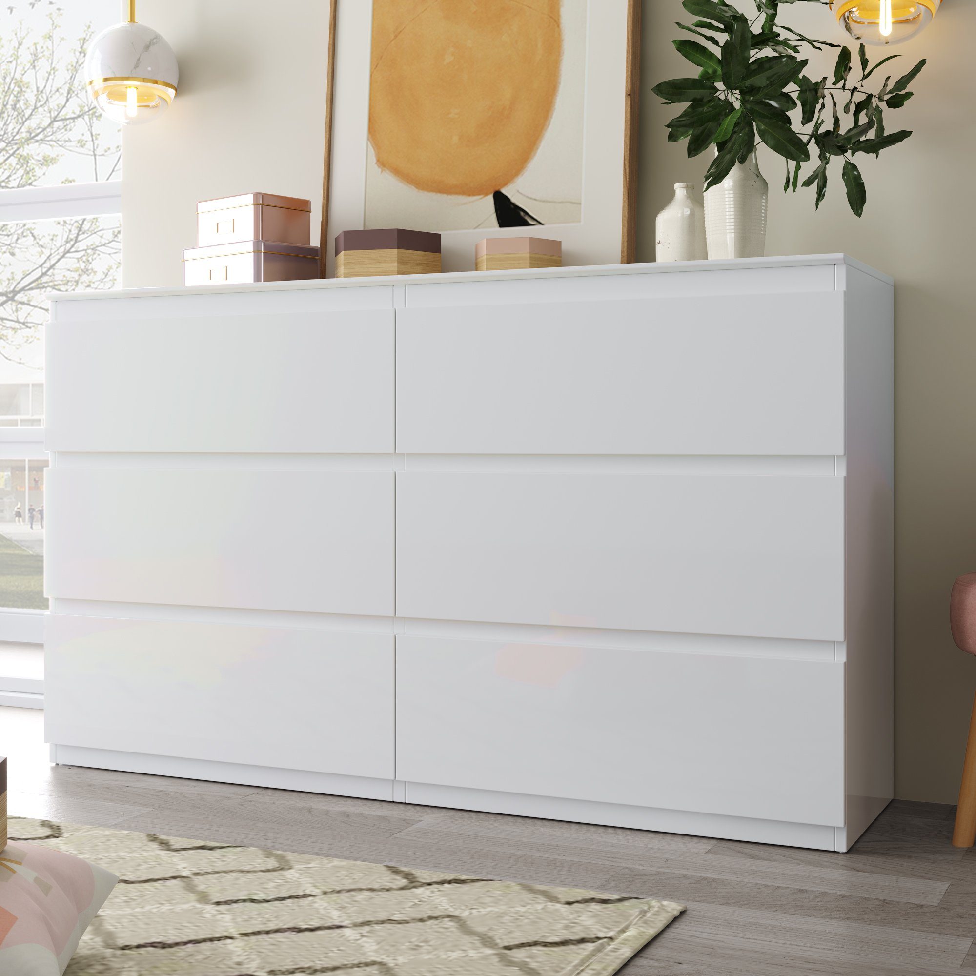 Odikalo Hochkommode Schubladenschrank M 6 Schubladen Highboard