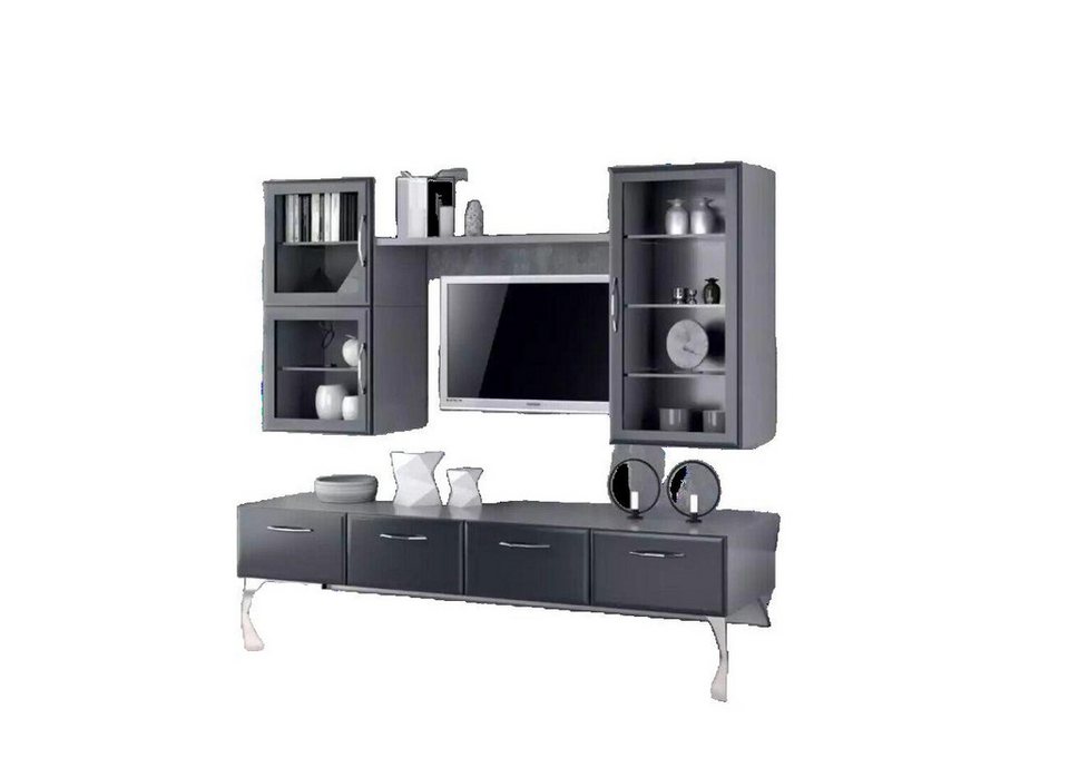Jvmoebel Wohnwand Tv Ständer Seitenschrank Moderne Wohnzimmer Wohnwände