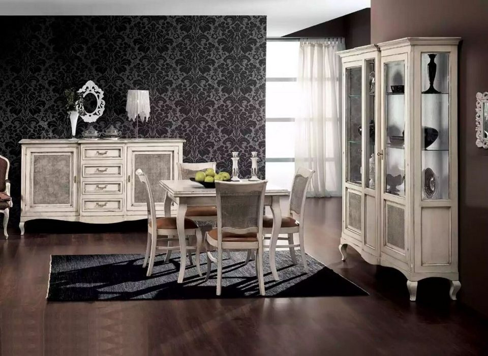 Jvmoebel Esszimmer Set Weiß Esszimmer Garnitur Esstisch 4x Stühle