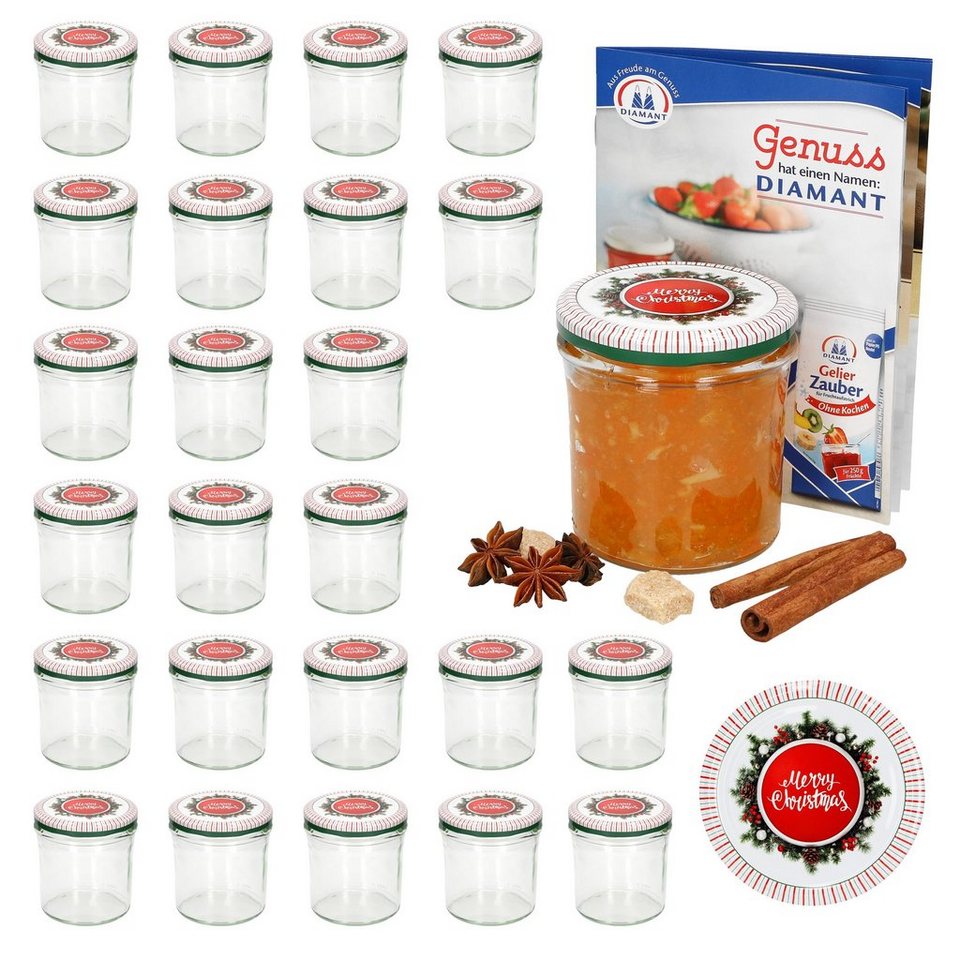 Mambocat Einmachglas 25er Set Sturzglas 350 Ml To 82 Merry Christmas