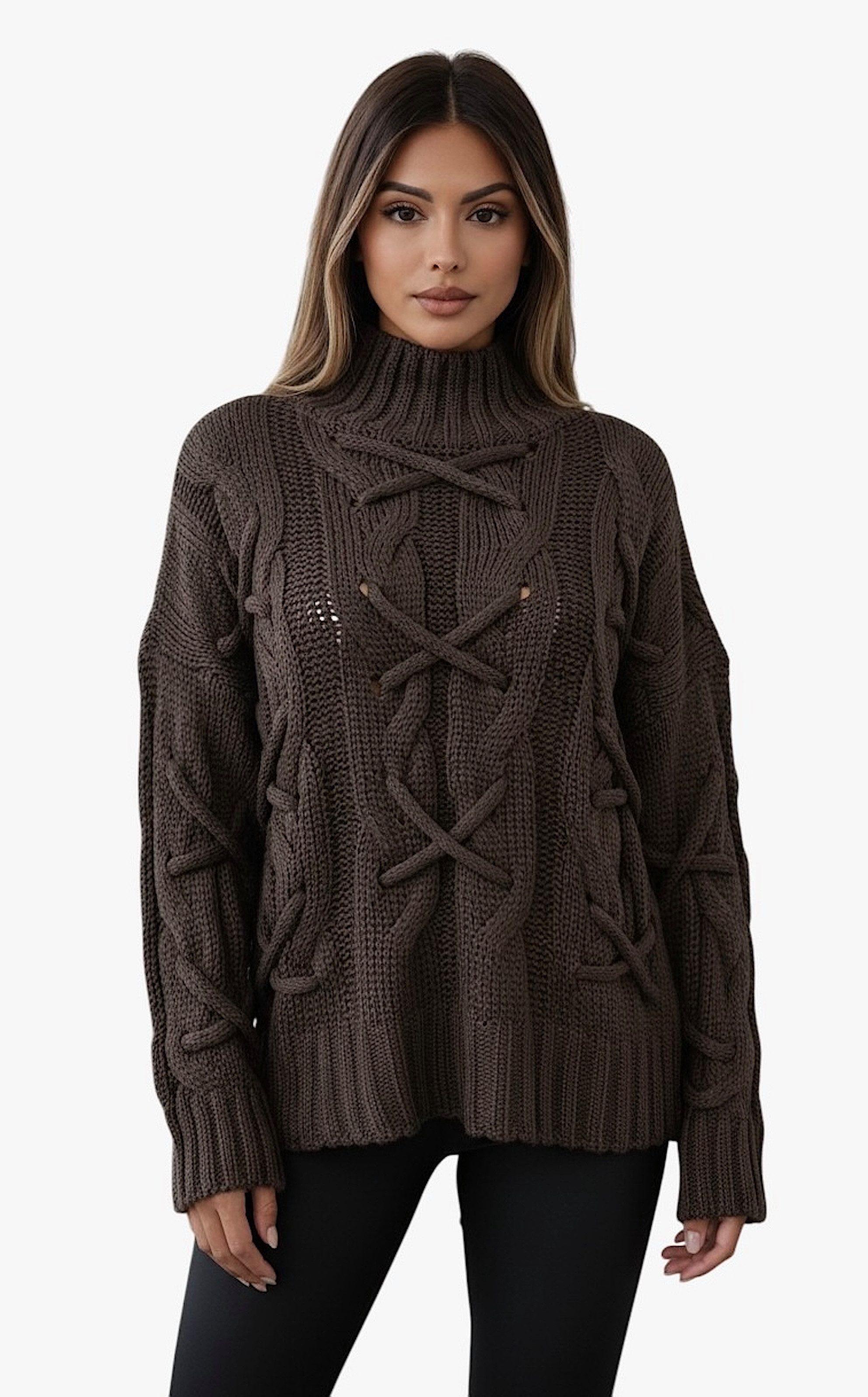 Worldclassca Longpullover WORLDCLASSCA Strickpulllover Lang Zopf Kreuz ...