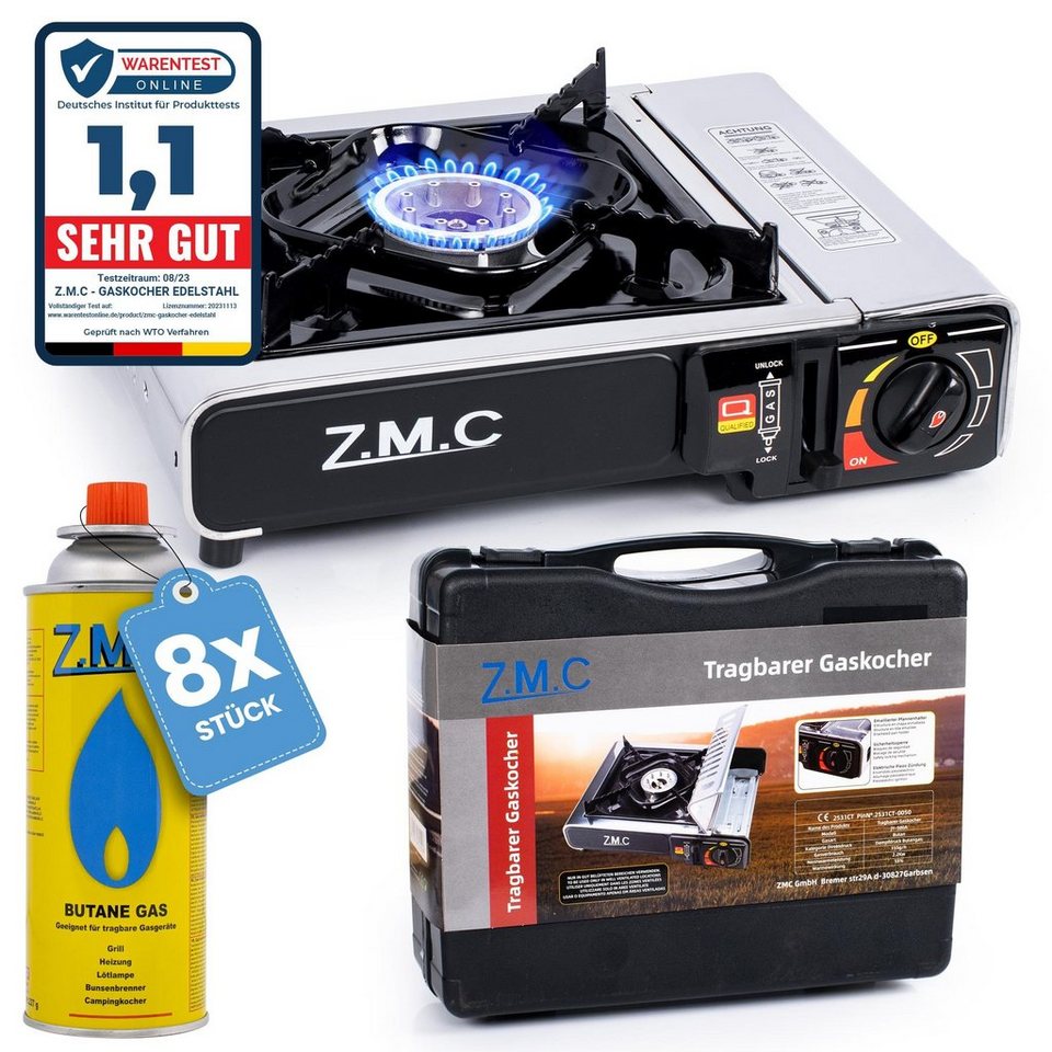 Zmc Gaskocher Edelstahl Gaskocher 1 Flammig Aufbewahrungskoffer 8x