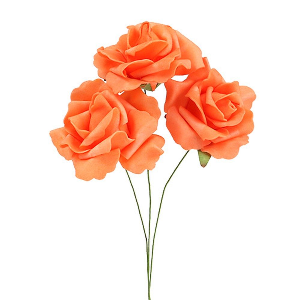 Kunstblume Foam-Rose Deko Orange Ø7,5cm 18 Stk - Künstliche Rosen für ...