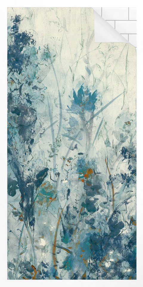 Bilderdepot24 Badrückwand Aquarell Blau Duschrückwand Ohne Bohren