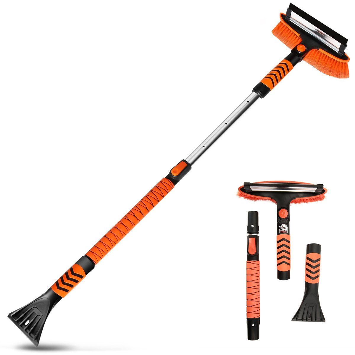 MATCC Eiskratzer 3 in 1 Auto Schneebürste,Eisentfernungsbürste, 180°, 96,5 -129,5cm