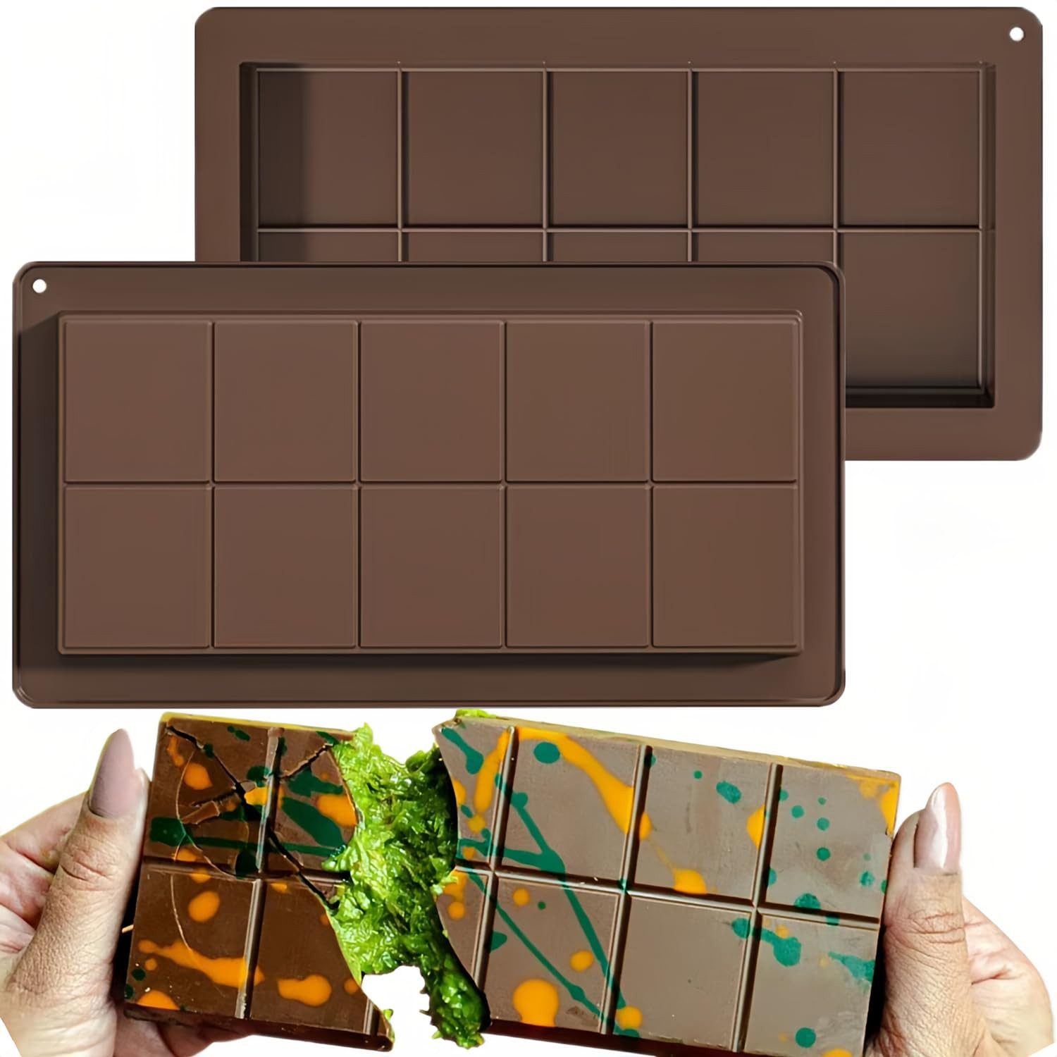 Fanttik Schokoladenform Silikon Schokoladenform für dicke Tafeln und Süßigkeiten, Extra tiefe ...