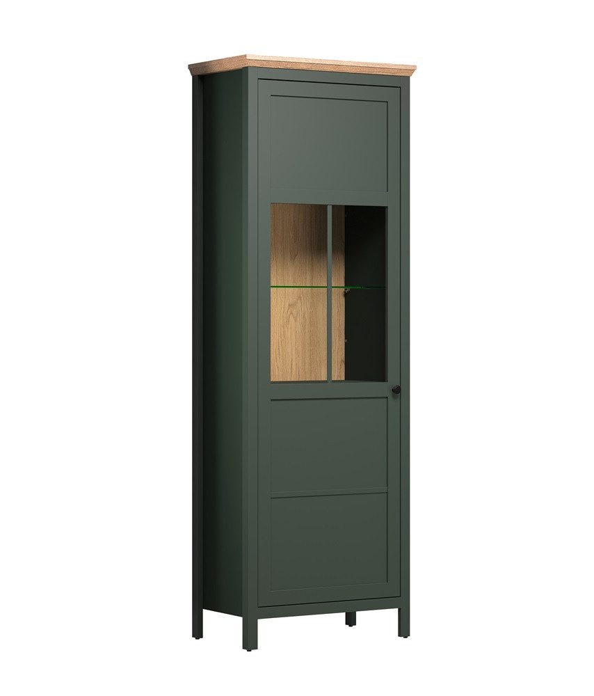 Trendteam Vitrine Vitrine Stanton Tannengrün Eiche Hochkommode