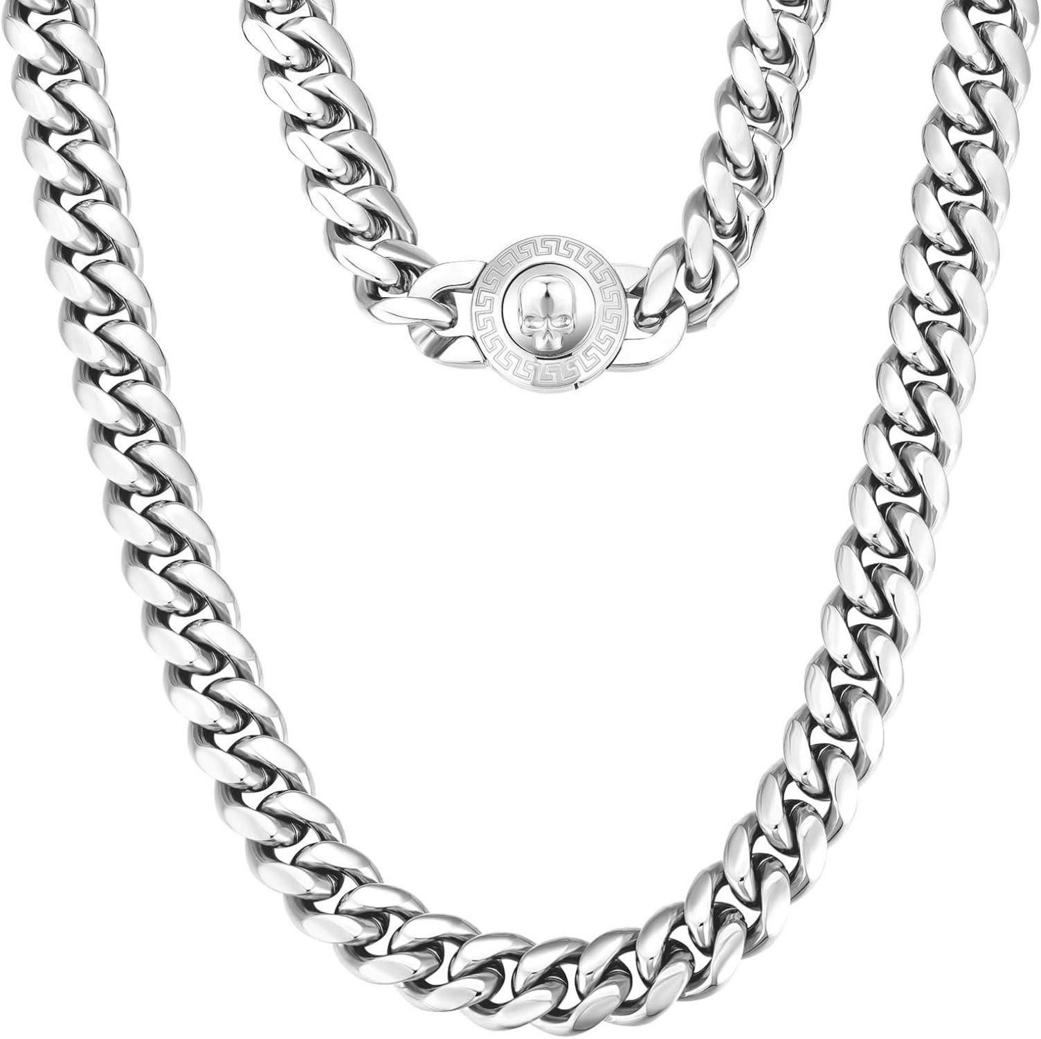 LuxusKollektion Kette und Anhänger Set 12mm Herren Panzerkette mit Löwenkopf Totenkopf ...