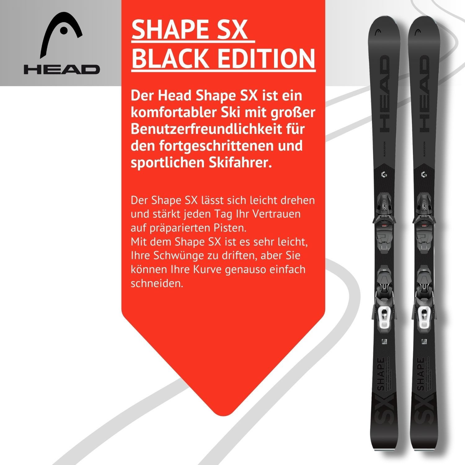 Head Ski, Head Shape SX Black Edition Speed Rocker 163cm + Bindung PR11 ...