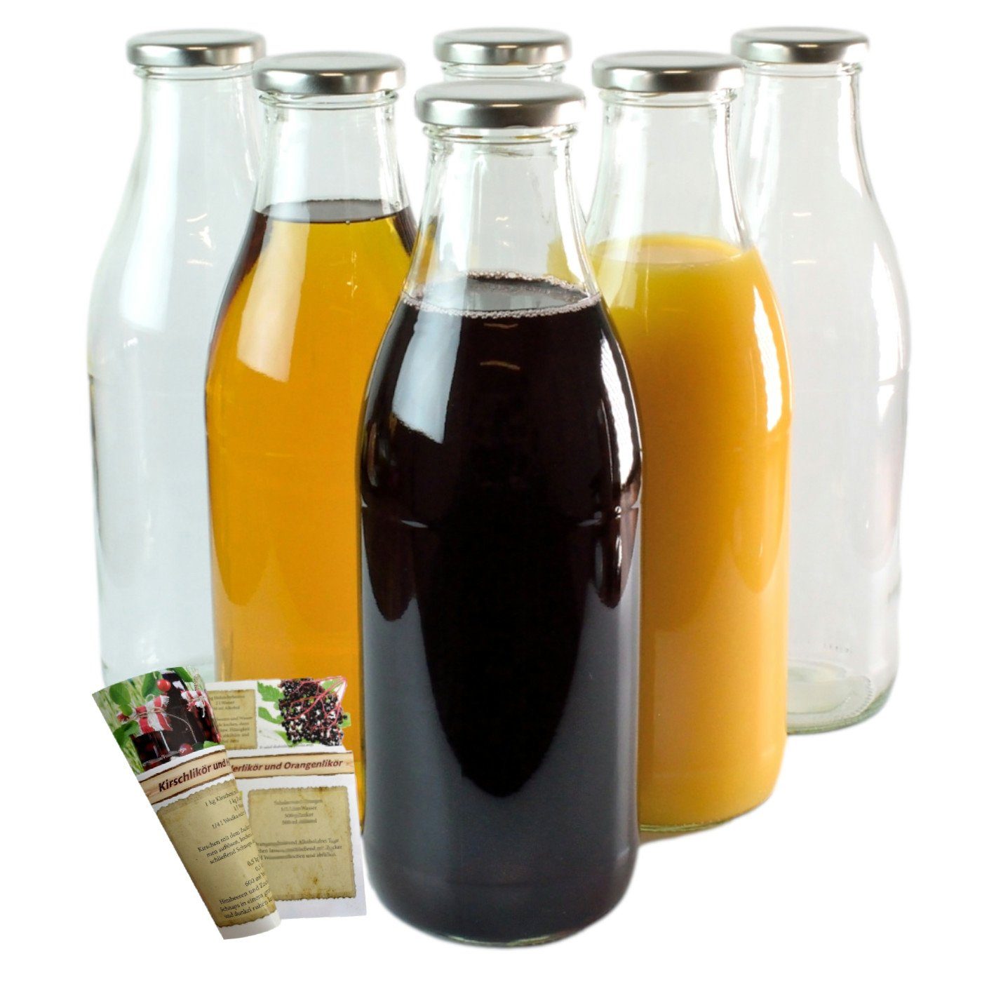 gouveo Trinkflasche »Saftflaschen 1000 ml mit Schraub-Deckel - Große Flasche 1,0 l aus Glas ...