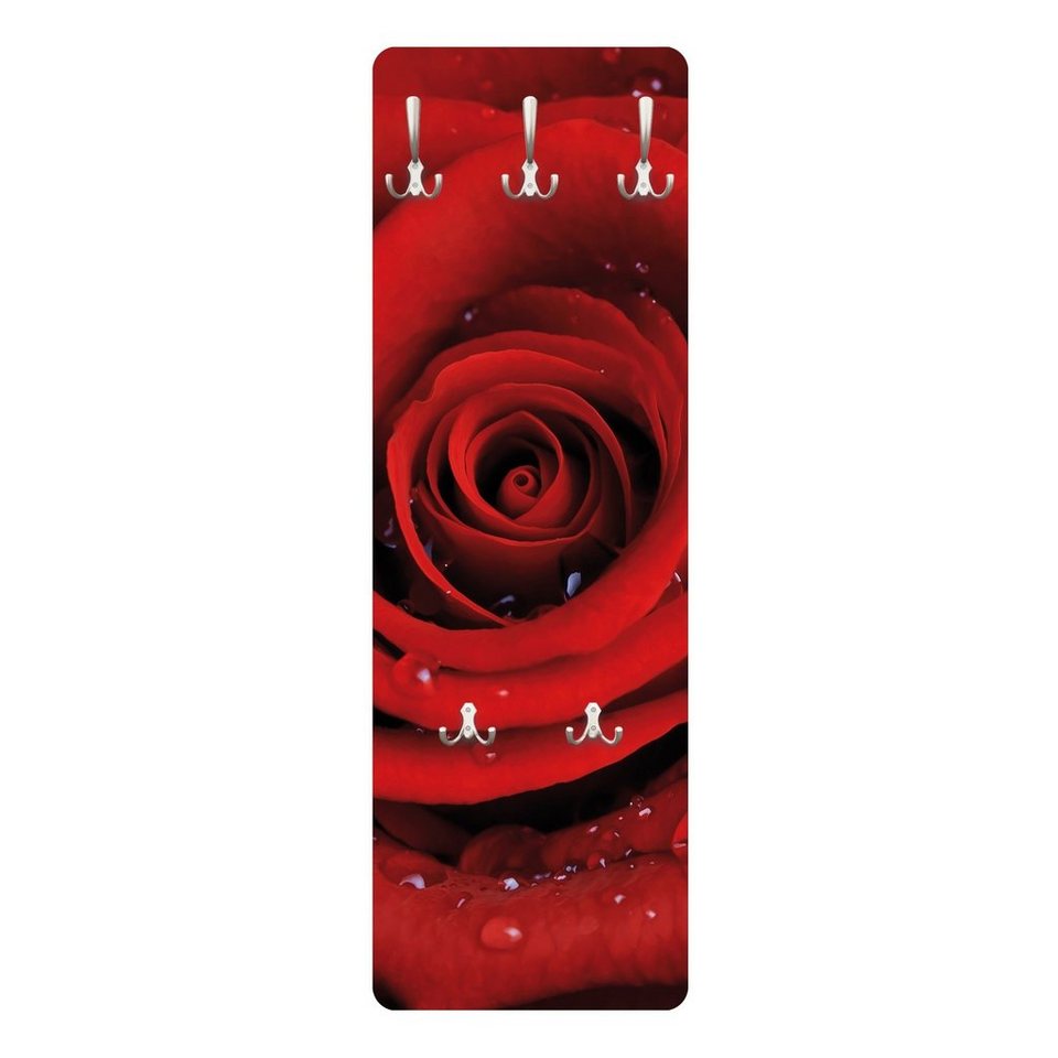 Bilderdepot24 Garderobenpaneel Rot Blumen Floral Liebe Rote Rose Mit