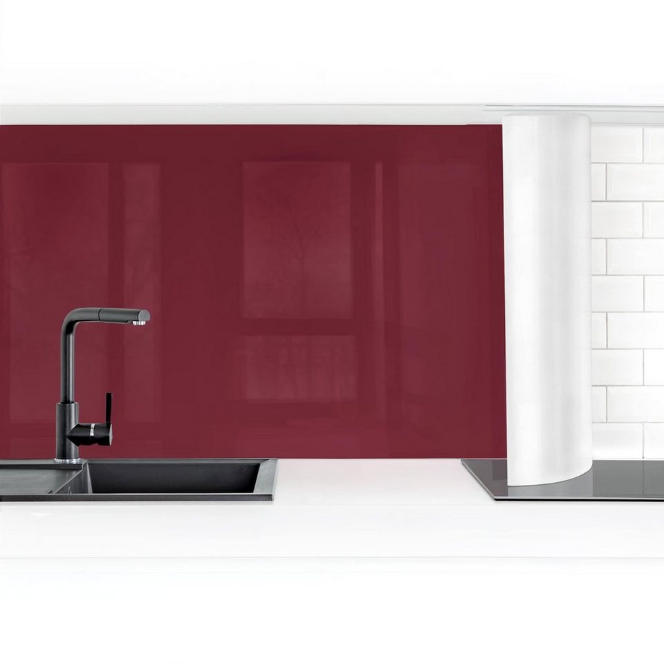 Bilderdepot24 Küchenrückwand Rot Dekor Einfarbig Wandpaneel Bordeaux