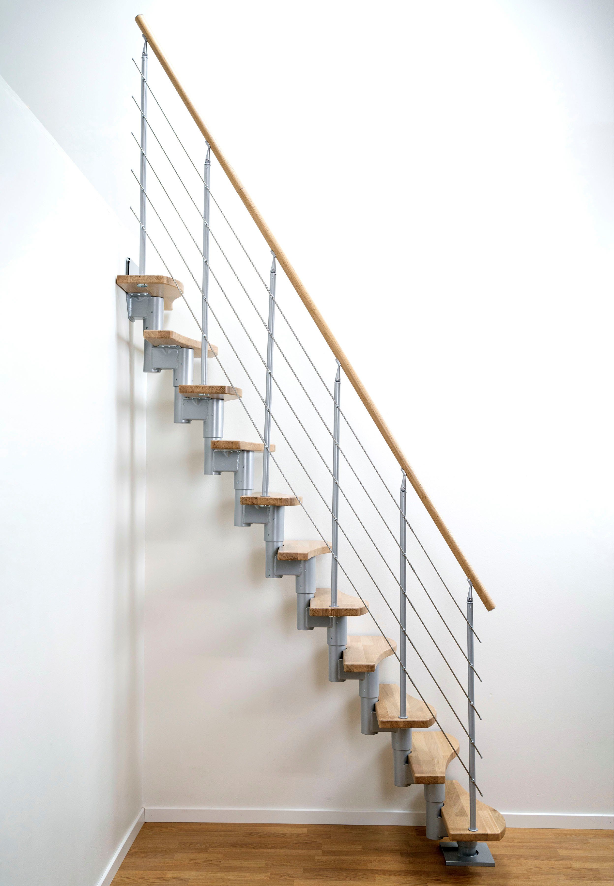 Dolle Mittelholmtreppe Basel, für Geschosshöhen bis 299 cm, Stufen offen, Stufen lackiert ...