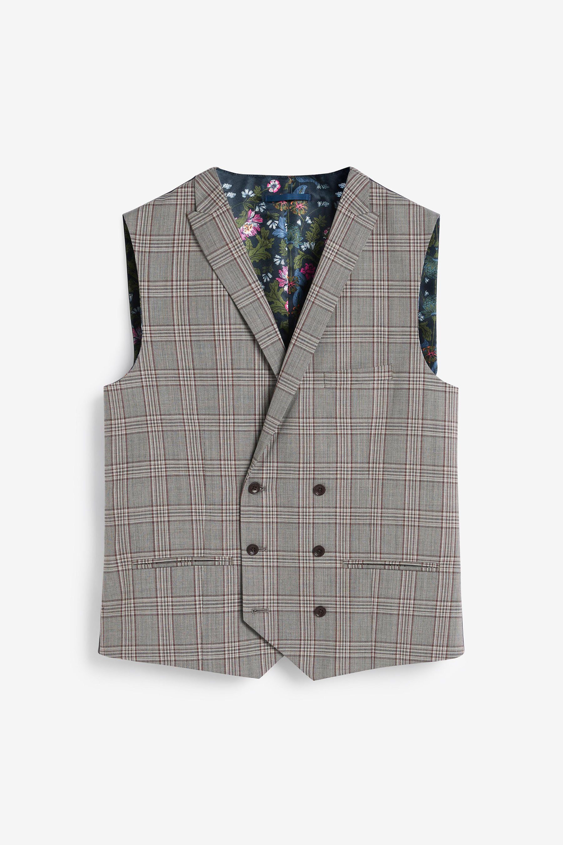 Next Anzugweste Signature Karierter Wollanzug Slim Fit Weste 1 Tlg