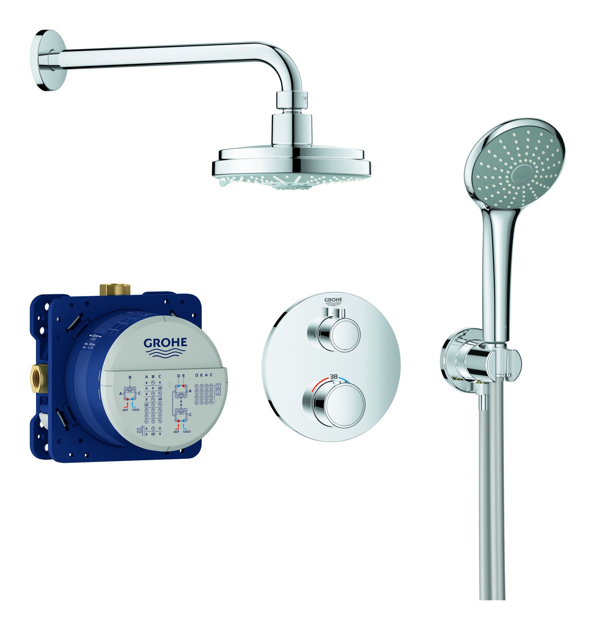 Grohe Duschsystem Grohtherm, Mit Rainshower Cosmopolitan 160 - Chrom
