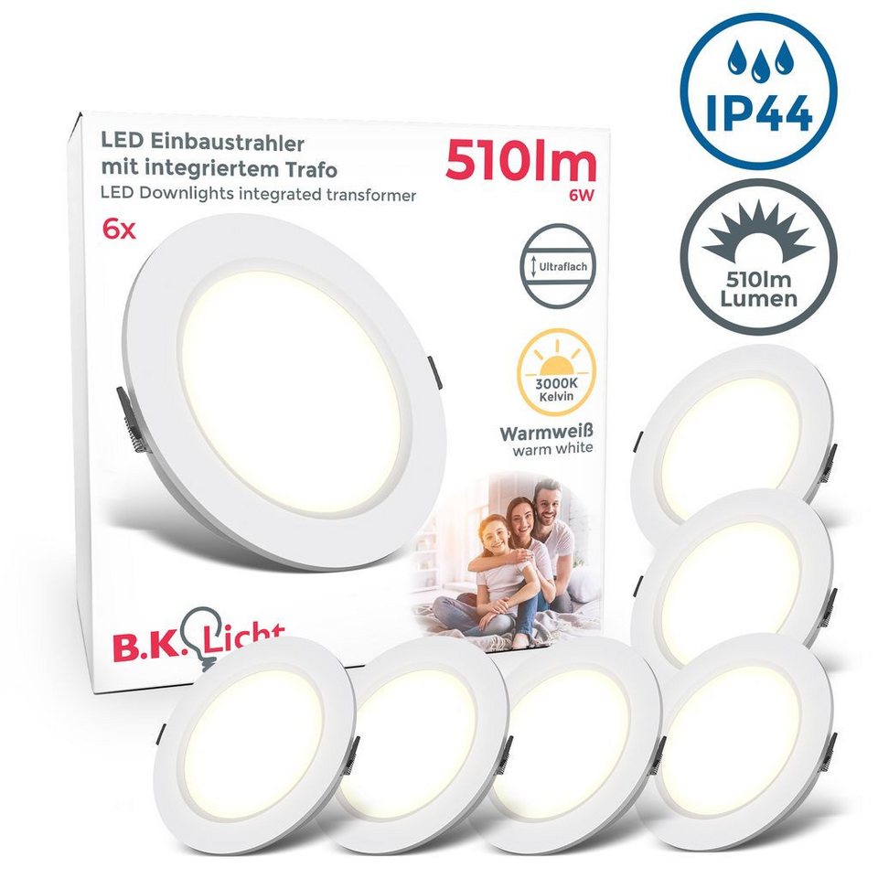 Bklicht Einbauleuchte 6er Set Bad Led Einbauspots Weiß Xl Ip44