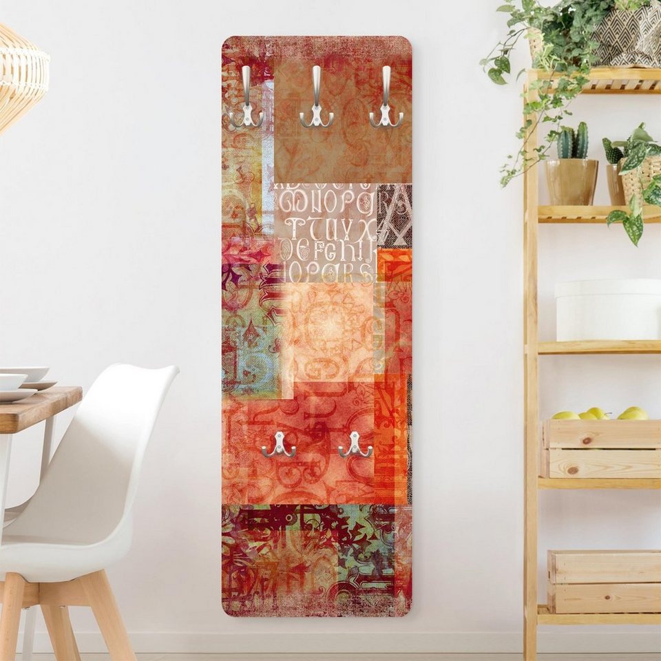 Bilderdepot24 Garderobenpaneel Rot Muster Sprüche Shabby Retro Vintage