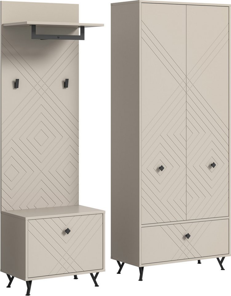 Inosign Garderoben Set Mento 3 Teilig Ornamentfräsung In Der Front