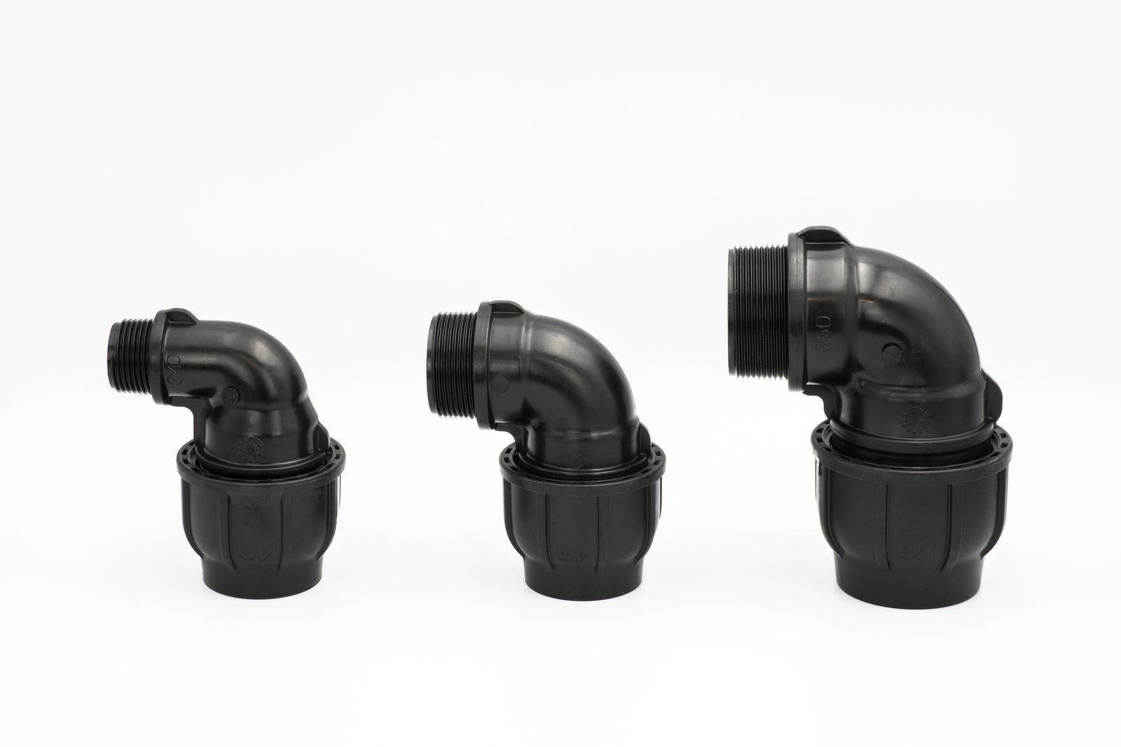 GEBO Steckfitting PE Rohr Winkel Verschraubung 50 mm x 2 Zoll Aussengewinde