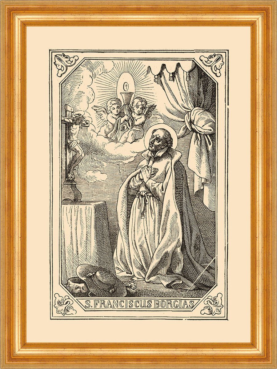 Kunstdruck Der heilige Franciscus Francisco de Borja Sankt A4 1072 Gerahmt, (1 St)