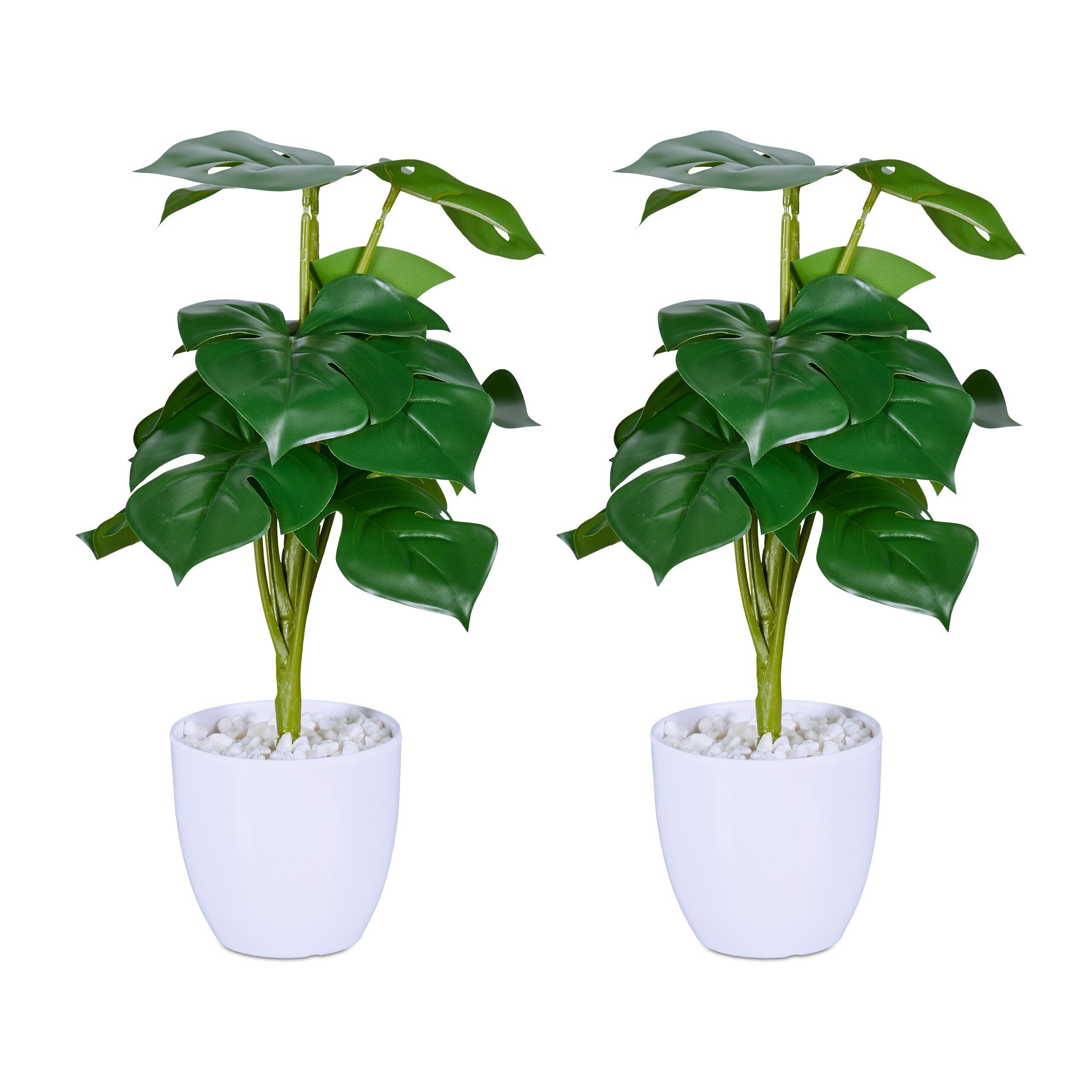 Kunstpflanze Kunstpflanze Monstera 2er Set Relaxdays Höhe 33 Cm