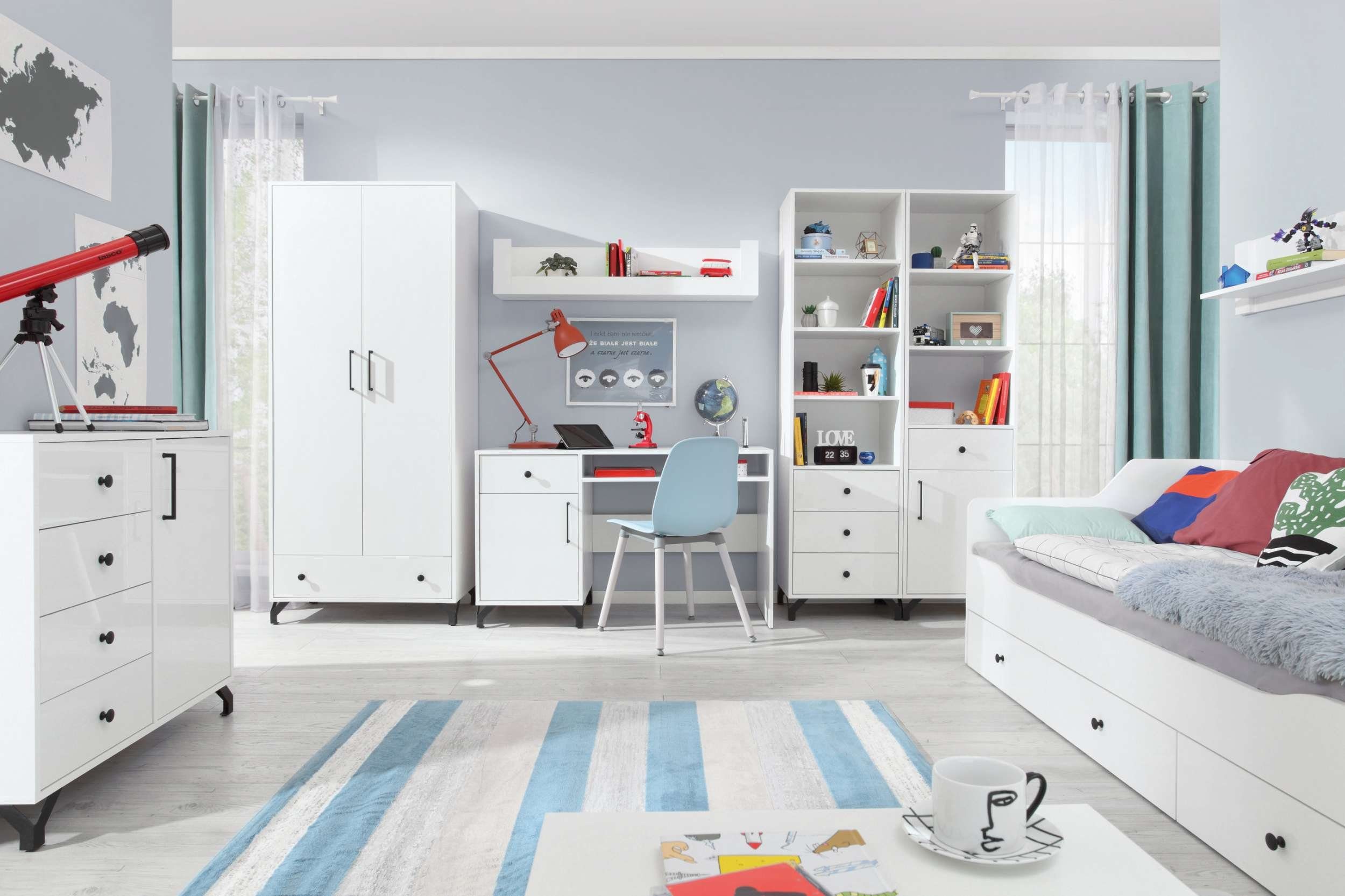 Stylefy Jugendzimmer Set Arm Weiß Hochglanz Jugendzimmer Set Set 8