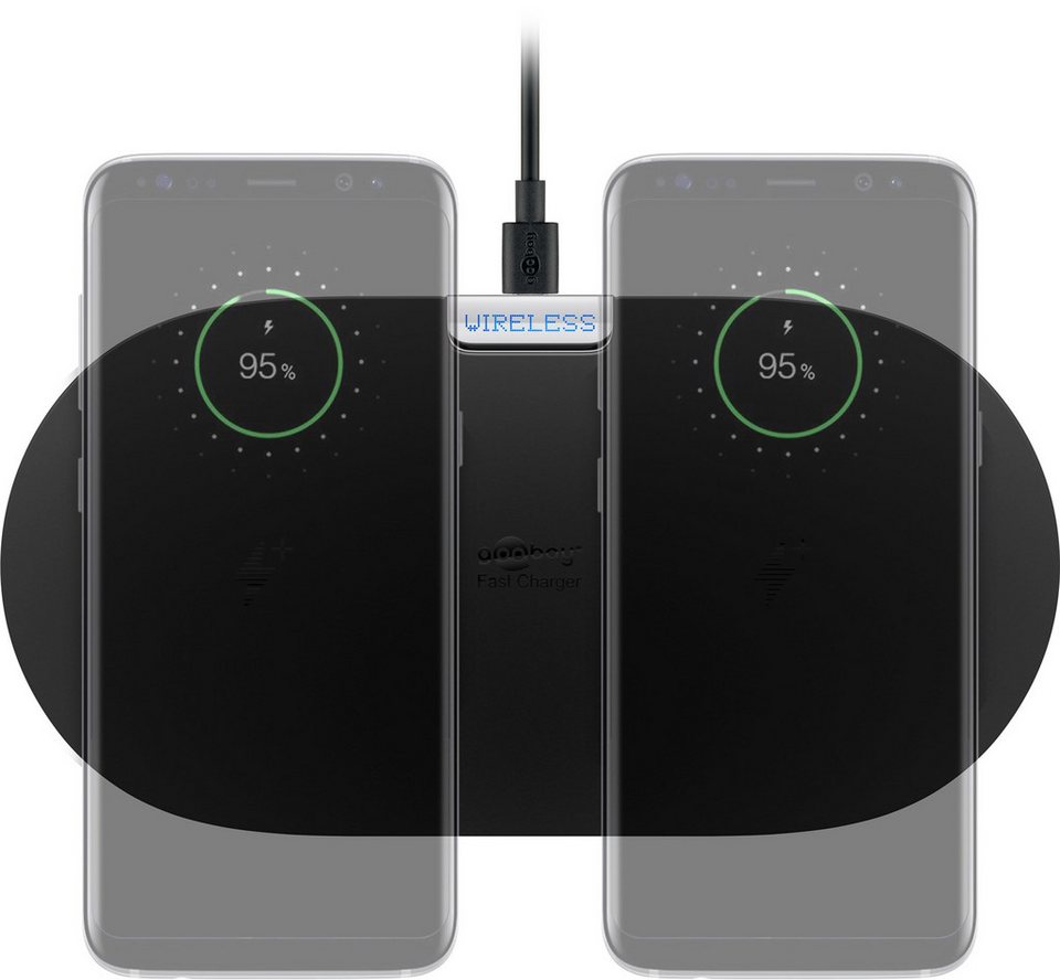 Goobay Kabelloses Qi Dual Schnellladegerät 10w Schwarz Induktions