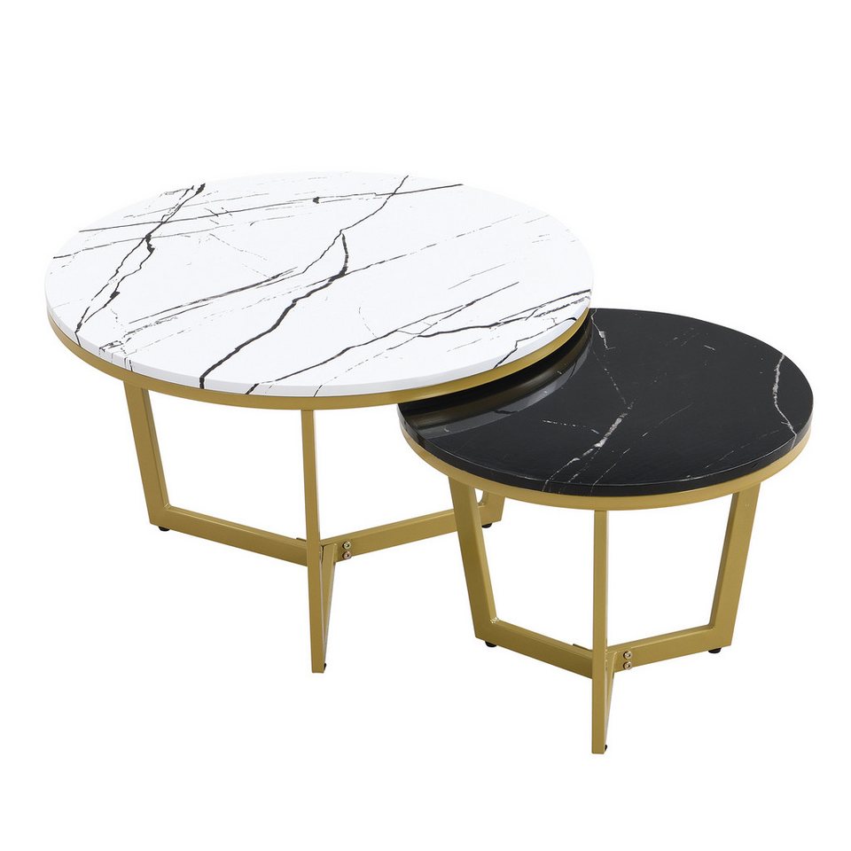 Rutaqian Couchtisch 2er Set Beistelltisch Set 70×50cm Coffee Table