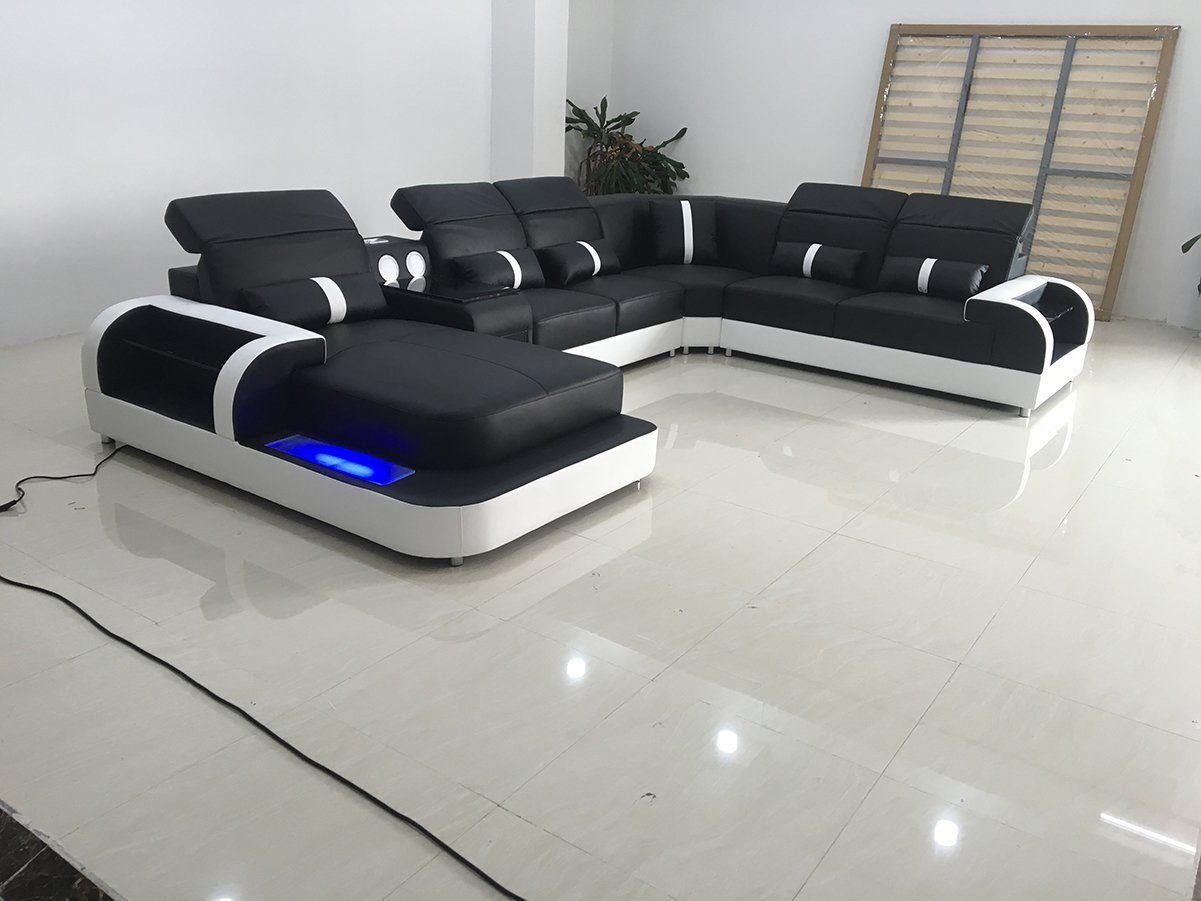 Jvmoebel Ecksofa Moderne Schwarz Weiß Eckgarnitur Sofa Polster Eckcouch