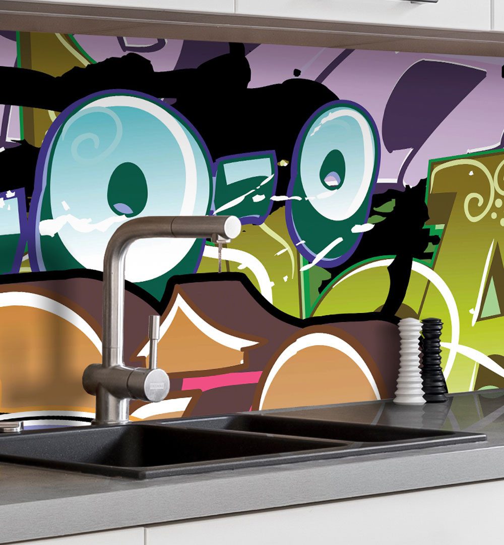 Mymaxxi Dekorationsfolie Küchenrückwand Selbstklebend Graffiti Kunst