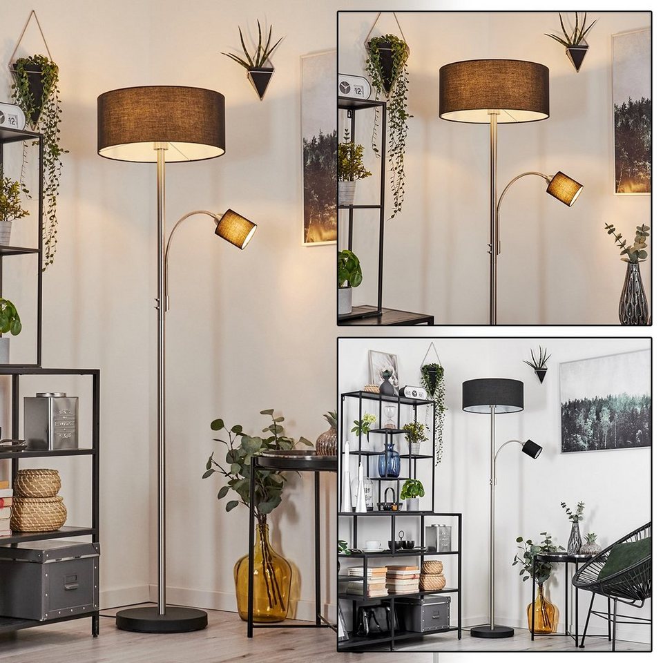Hofstein Stehlampe Mistretta Bodenlampe Aus Metallstoff In Nickel