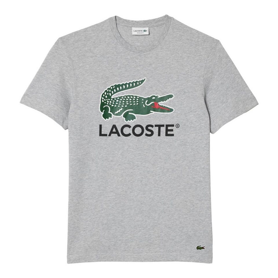 Lacoste Kurzarmshirt T Shirt Signatur Aufdruck Mit Großem Lacoste Krokodil