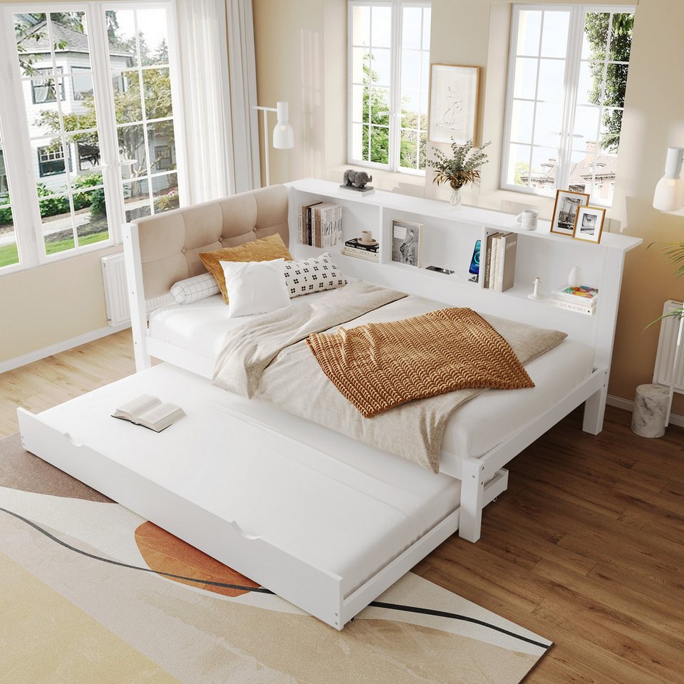 Stilvora Schlafsofa Tagesbett Ausziehbar Jugendbett 90x200 Mit Led