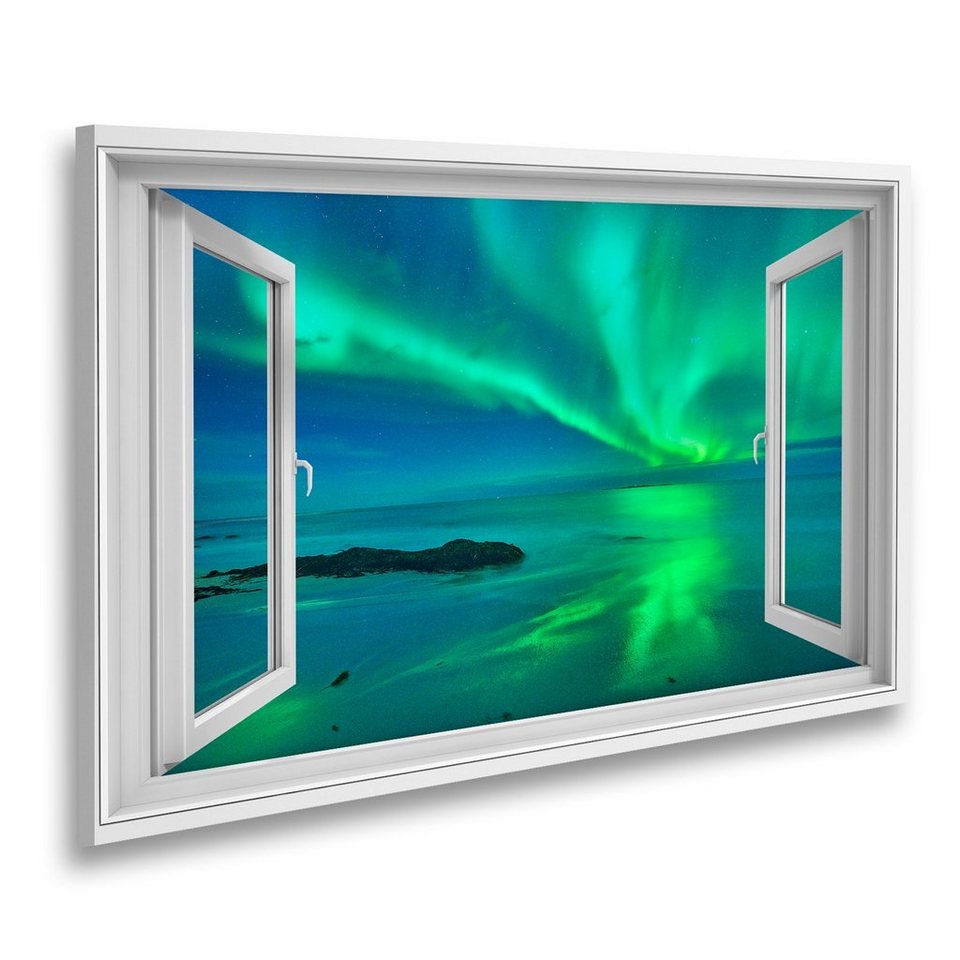 Islandburner Leinwandbild Fensterblick Polarlicht Auf Dem Meer