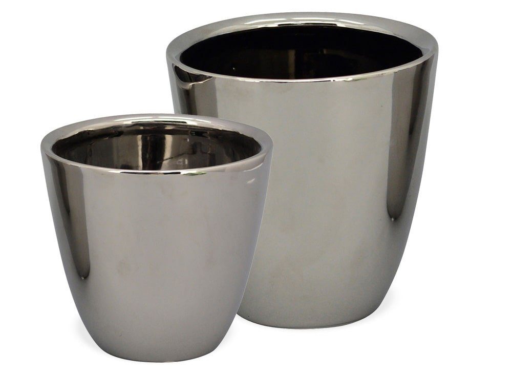 Matches21 Home And Hobby Blumentopf Pflanztöpfe Keramik Übertöpfe Silber