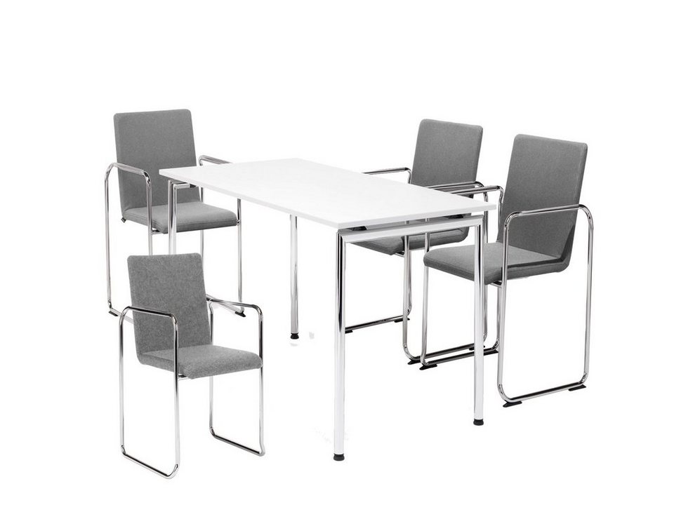 Mauser Sitzkultur Konferenztisch Büro Tisch Weiß 140x70cm Moderner