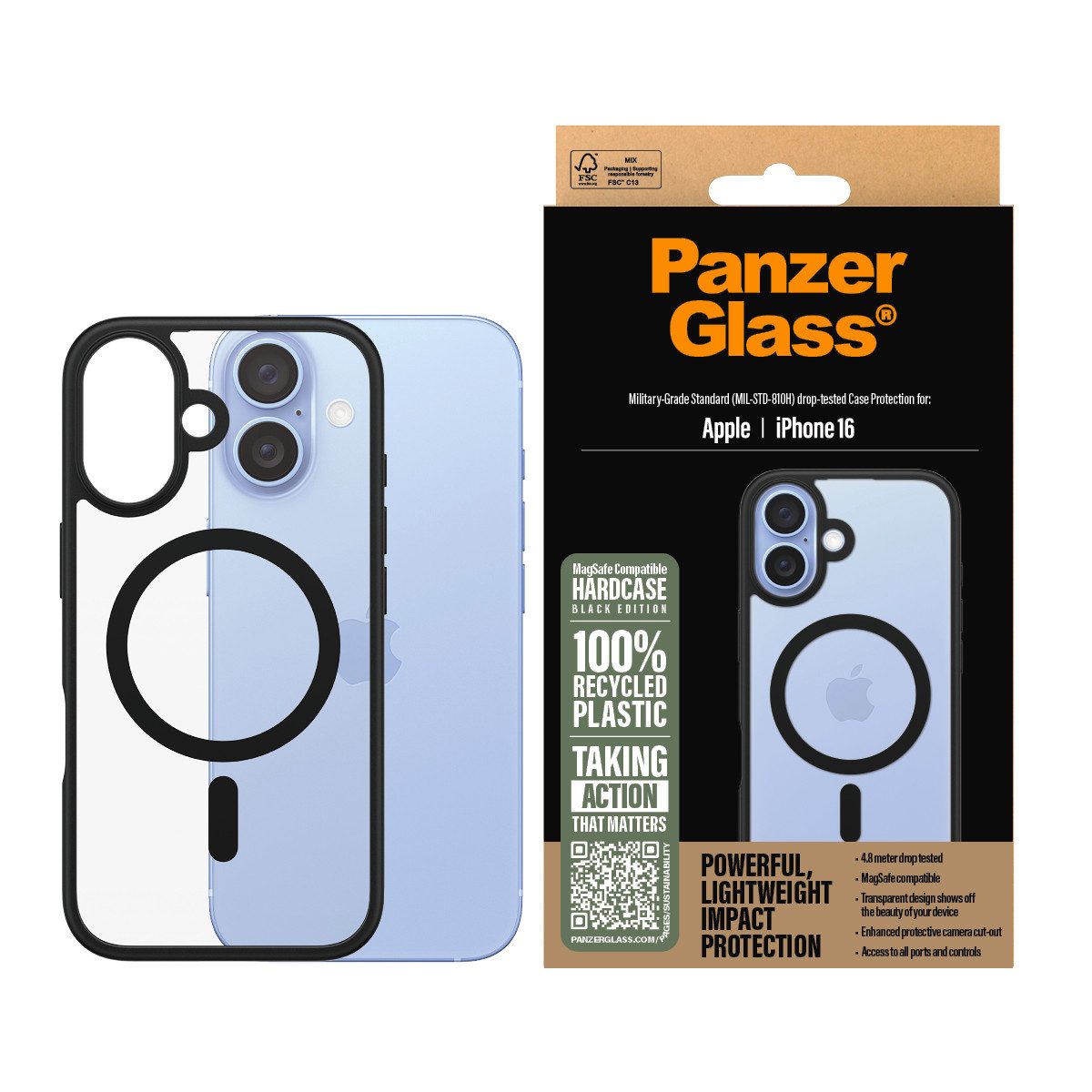 CARE by PanzerGlass Handyhülle HardCase mit MagSafe für Apple iPhone 16, Backcover, Schutzhülle ...