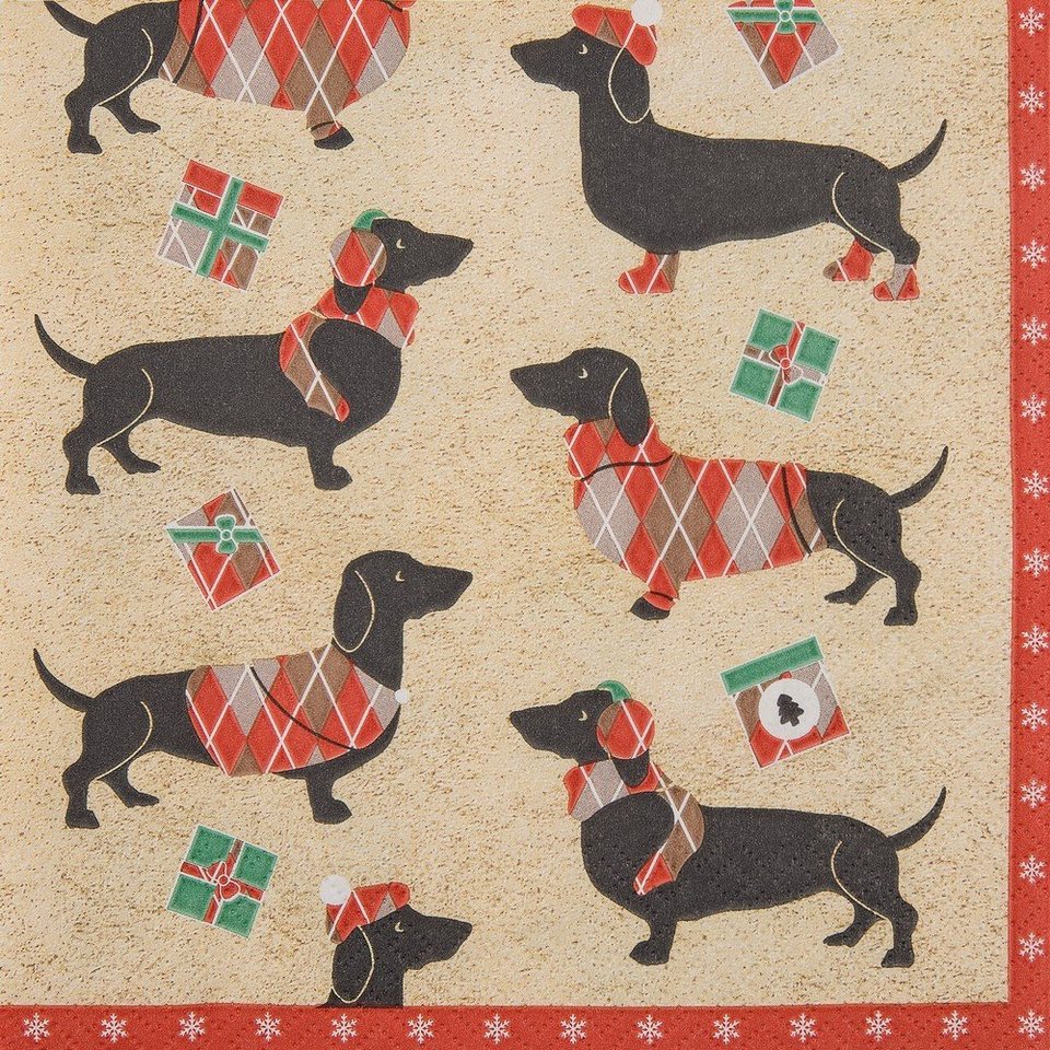 Home Fashion Papierserviette Rp 20 Servietten Winter Dachshund Winter