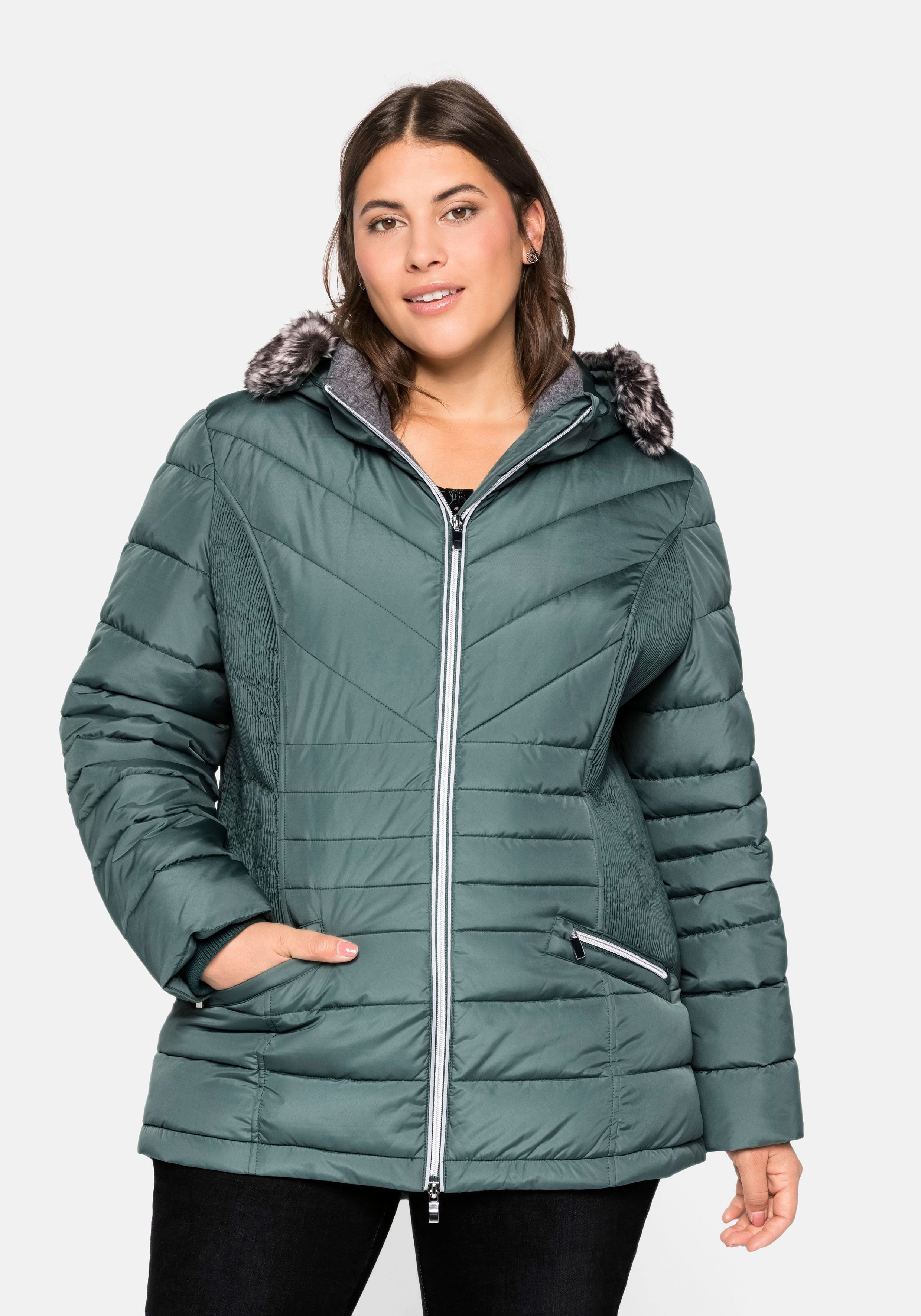 Sheego Outdoorjacke 0 Reflektierende Paspelierung Am Reißverschluss