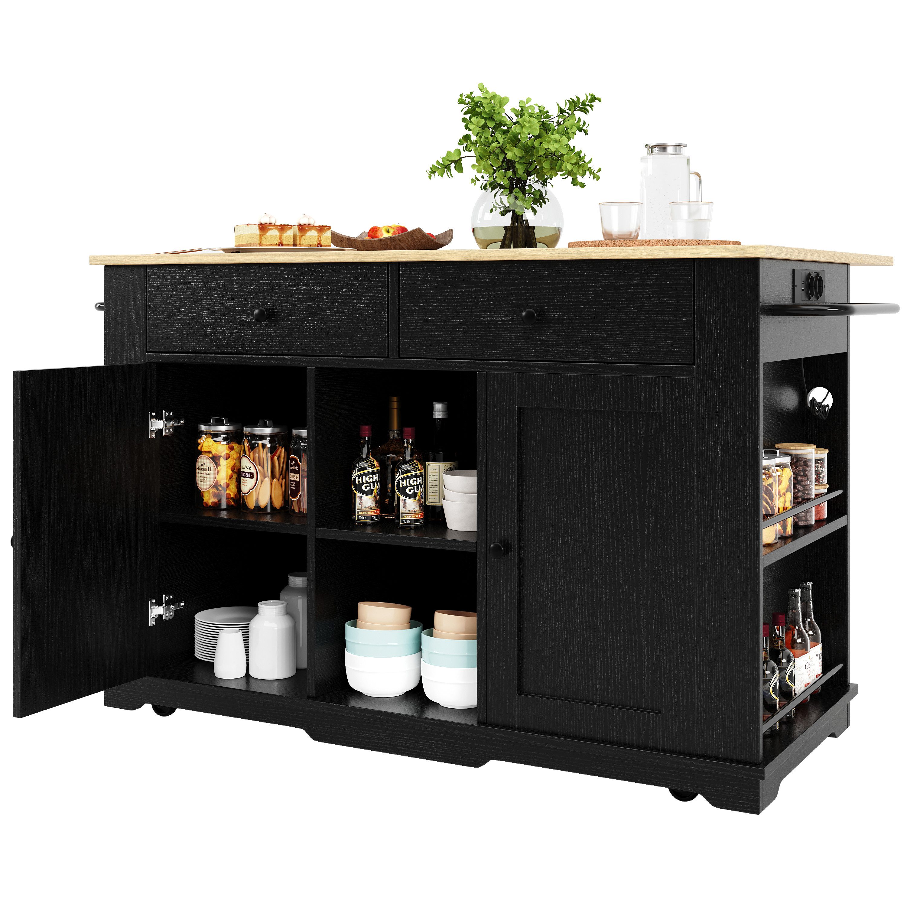 Modfu Küchenwagen Mit Holzmaserung Küchenschrank Servierwagen
