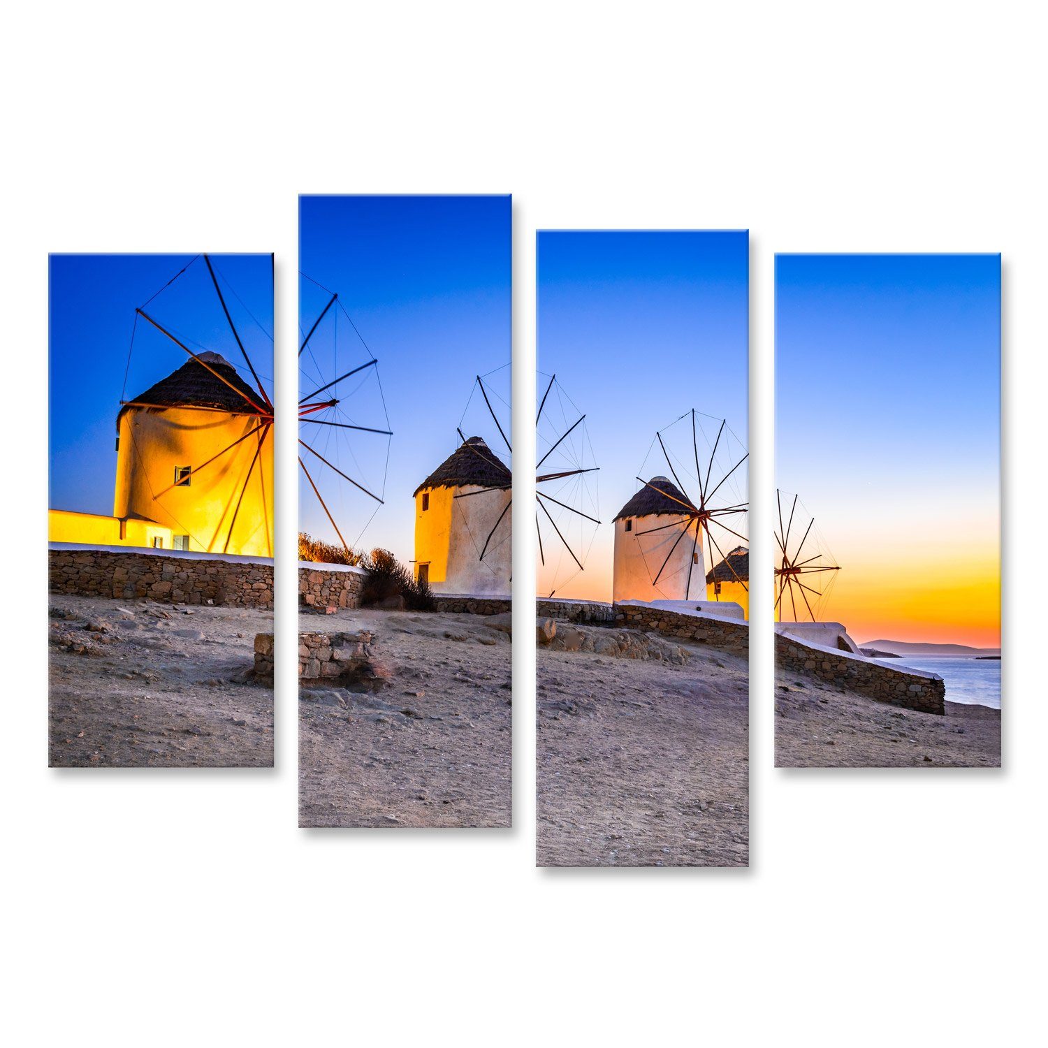 islandburner Leinwandbild Bild auf Leinwand Mykonos Griechenland Kato Mili Ikonische Windmühle G