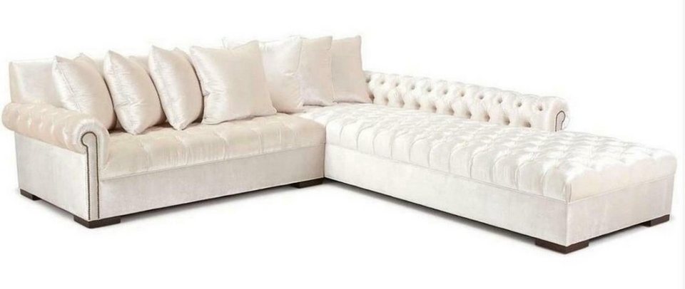 Jvmoebel Ecksofa Weiße Ecksofa Sofa Stoff Chesterfield Design Couchen