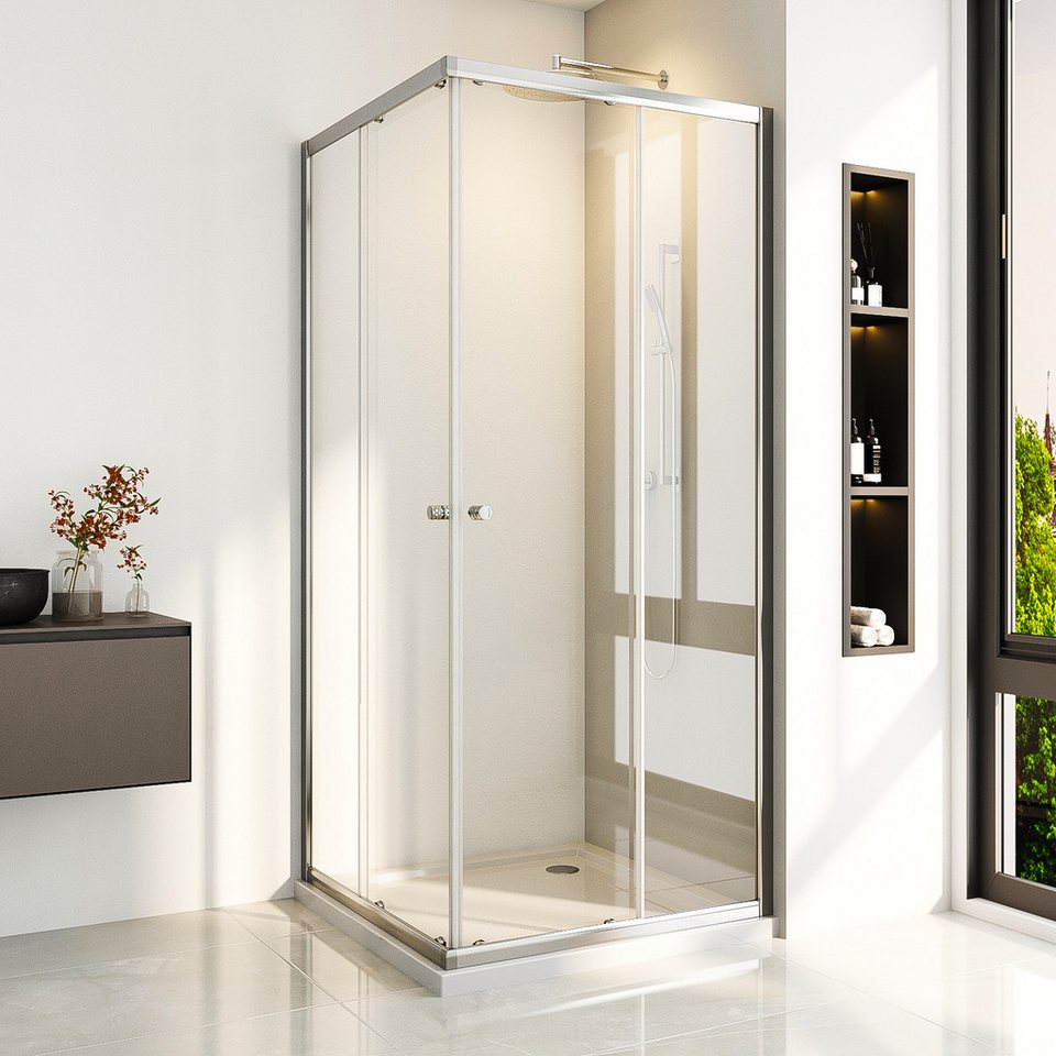 Hopibath Eckdusche 80x80 100x80 Eckeinstieg Duschkabine Chrom H185cm